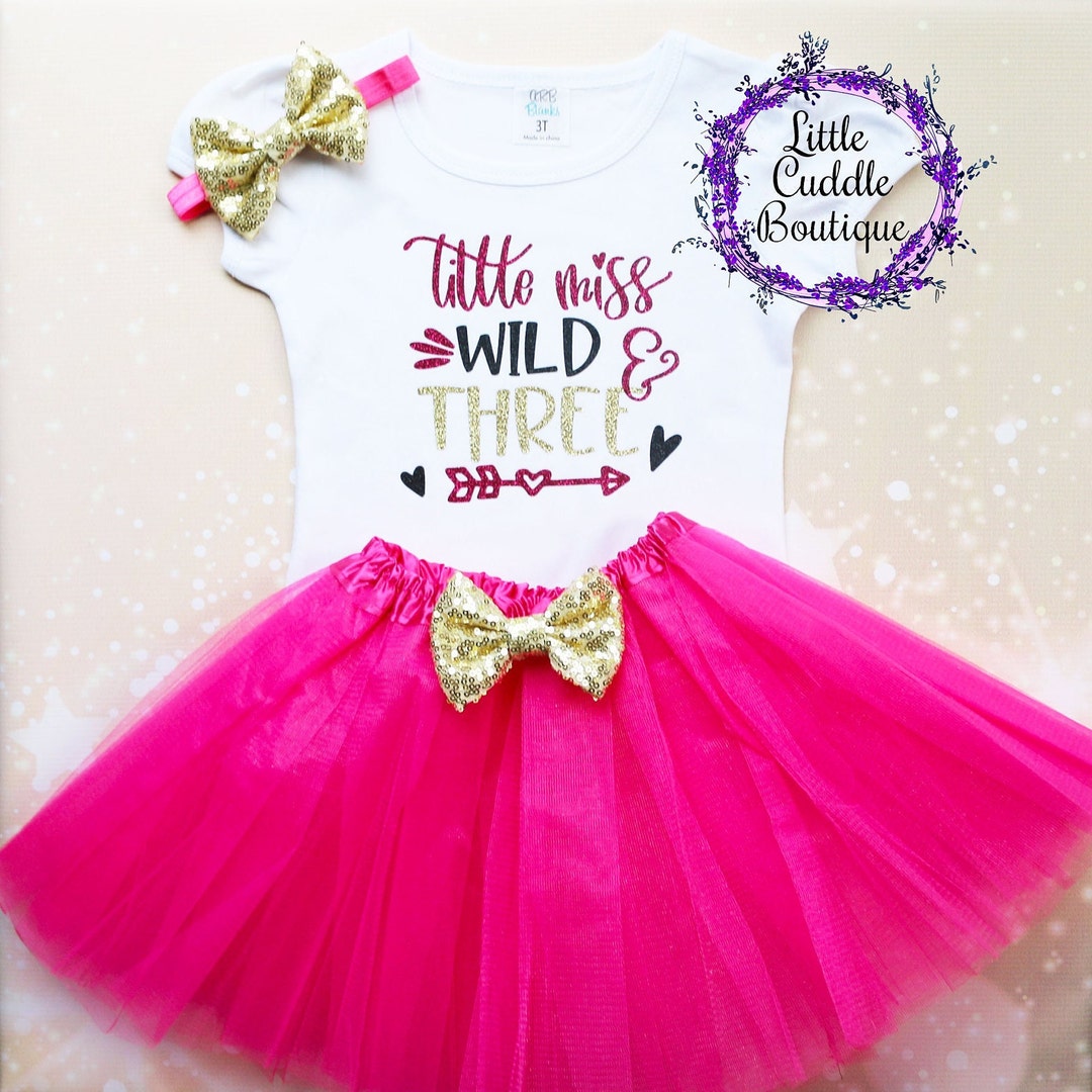 Little Miss Wild and Three Birthday Tutu Outfit, 3rd Girl Birthday ...