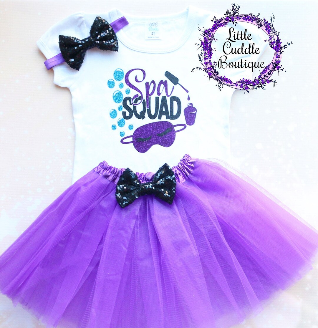 Spa Squad Girl Tutu Outfit, Spa Birthday Party, Makeup Birthday Outfit ...