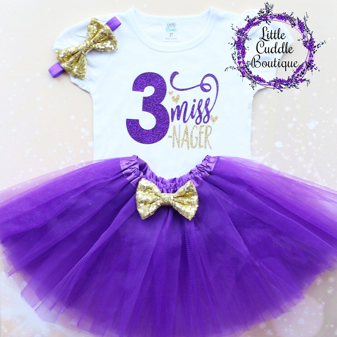 Miss 3-nager Birthday Tutu Outfit, 3rd Girl Birthday Outfit, Three Year ...