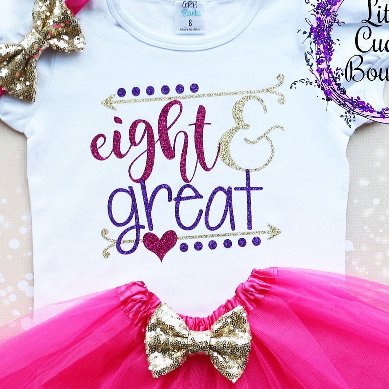 Eight & Great 8th Birthday Tutu Outfit, Toddler Girl Birthday Outfit, 8 ...