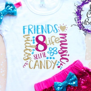 8th Birthday Shorts Outfit, 8 Year Old Girl Birthday Outfit, 8 and ...