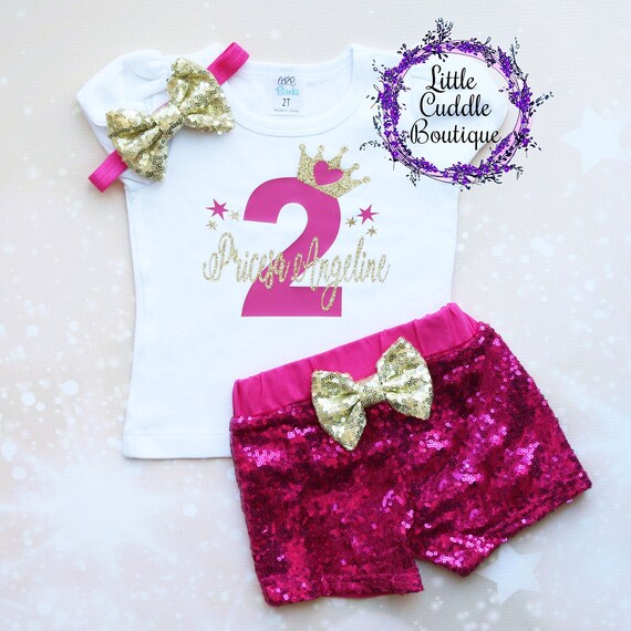 Any Age Personalized Princess Birthday Shorts Outfit Princess | Etsy
