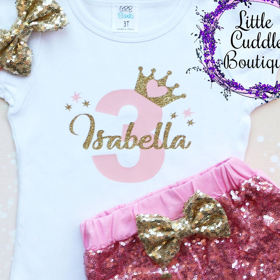 Personalized Princess Birthday Shorts Outfit Princess - Etsy
