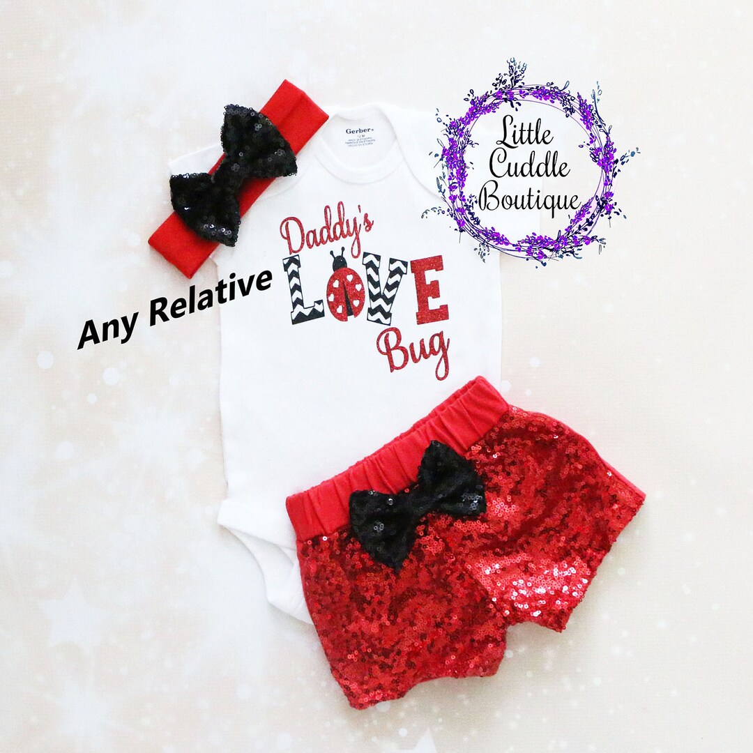 Relative Love Bug Baby Shorts Outfit, Ladybug Outfit, Sequin Shorts ...