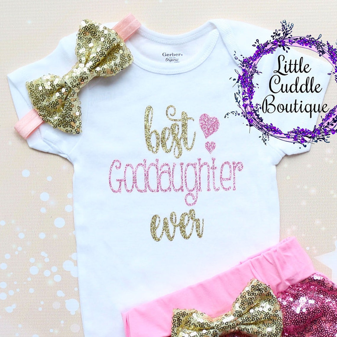 Best Goddaughter Ever Baby Shorts Outfit, God Baby Gift, Godmother ...
