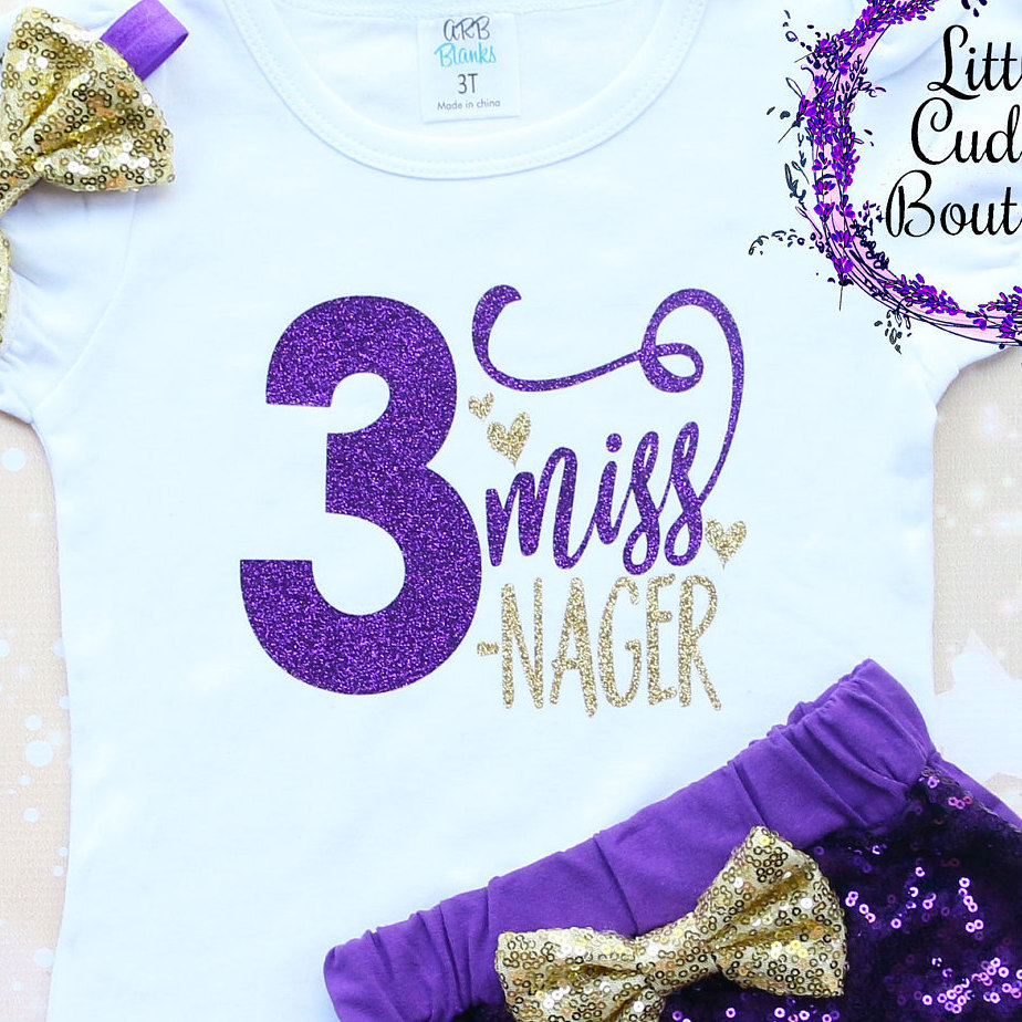 Miss 3-nager Birthday Shorts Outfit 3 Year Old Birthday - Etsy