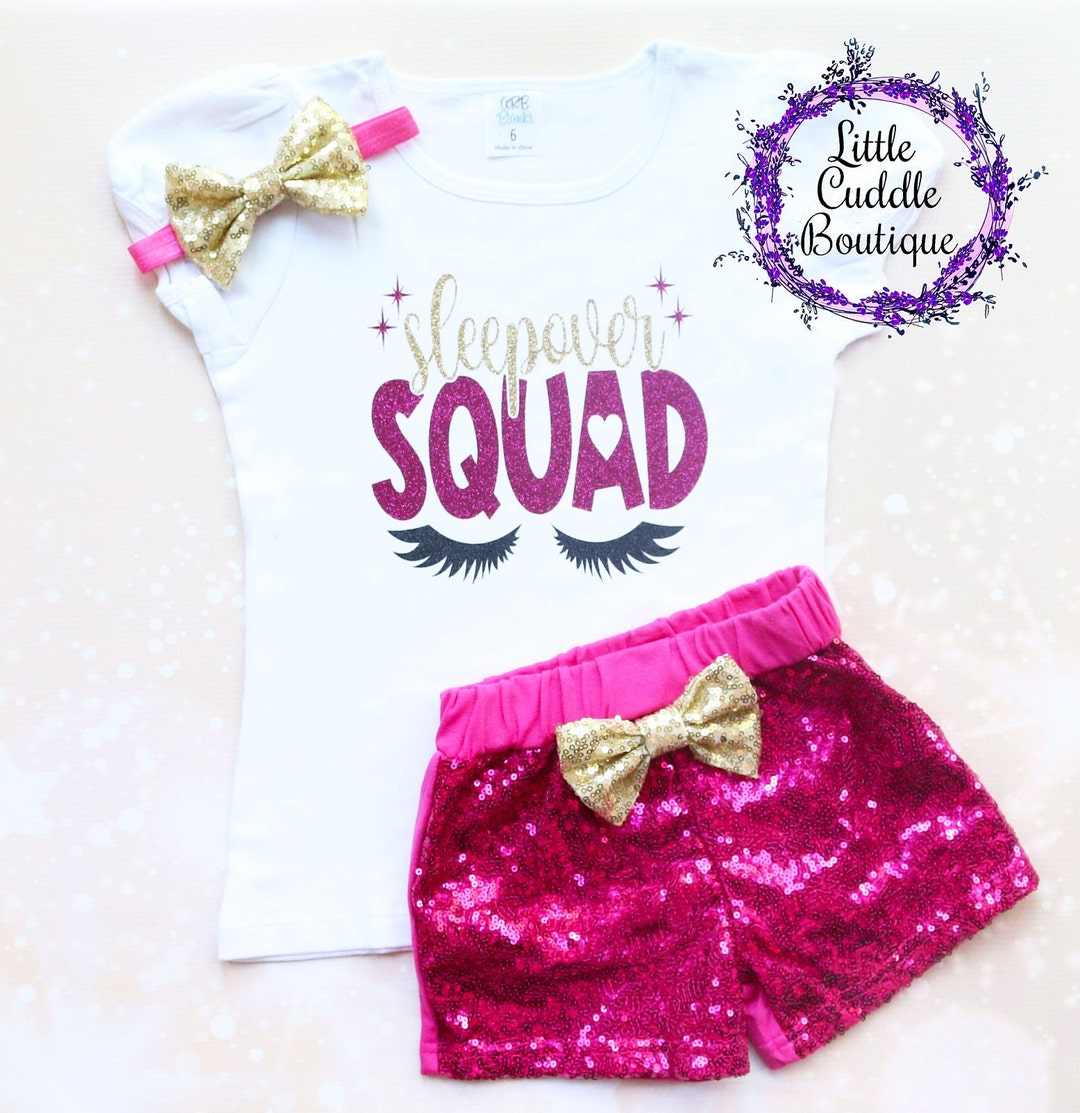 Sleepover Squad Girl Tutu Outfit, Slumber Party Birthday Party ...