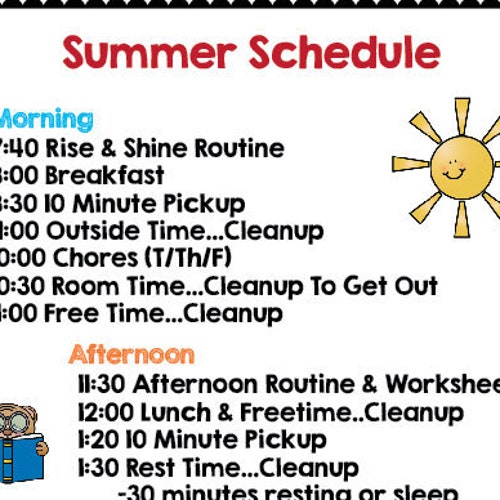 Instant Download-custom Editable-summer Schedule for Kids - Etsy