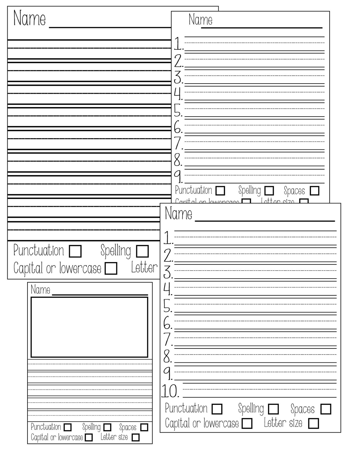 Writing Lined Paper With Editing Language Checklist for - Etsy