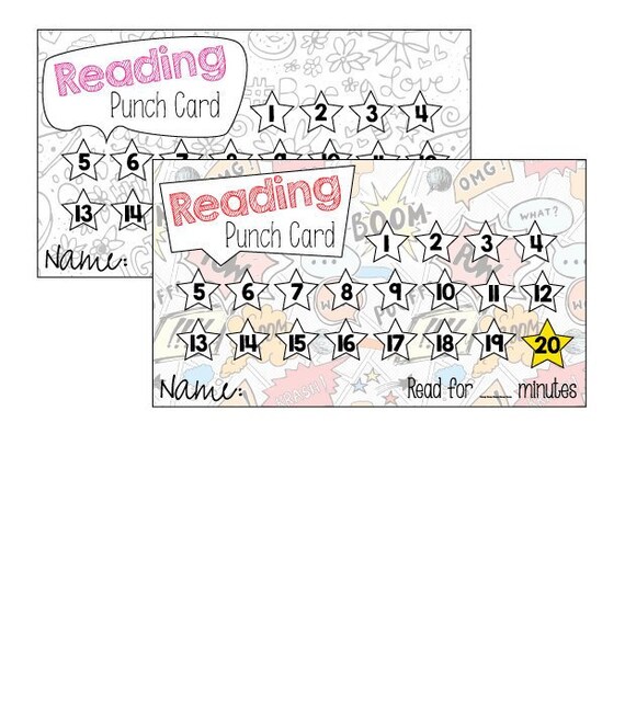 Reading Punch Card Set-boy and Girl pink and Red | Etsy