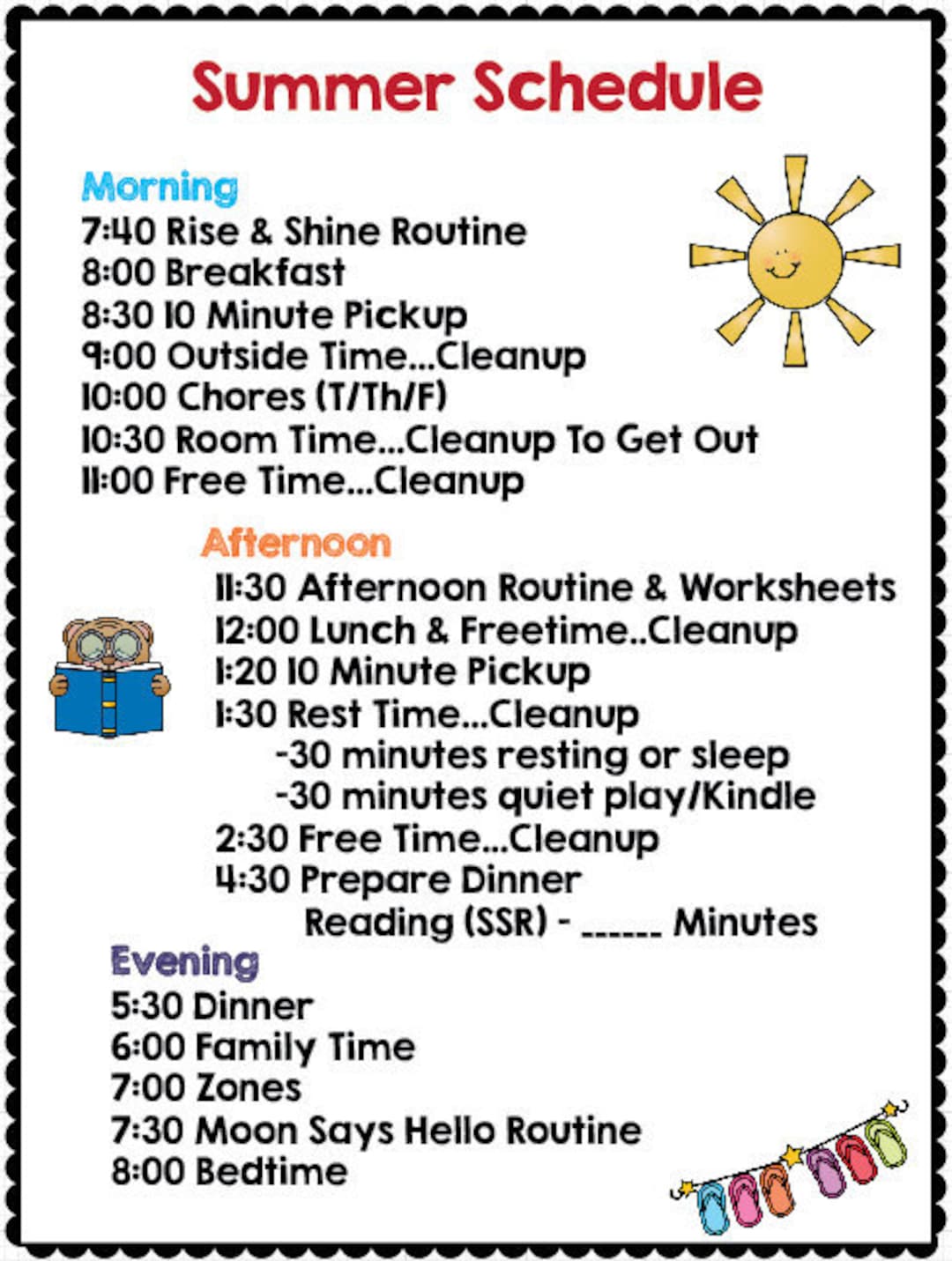 Instant Download-custom Editable-summer Schedule for Kids! Daily ...