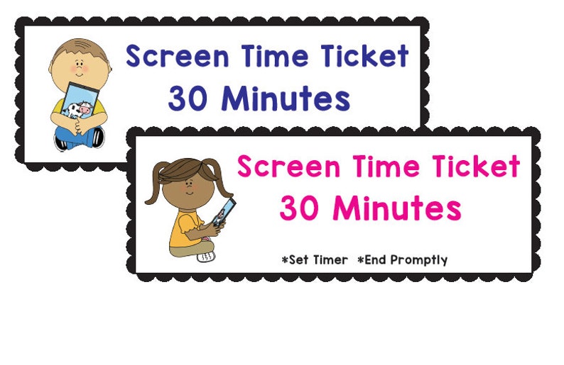 Screen Time Tickets Digital Download - Etsy