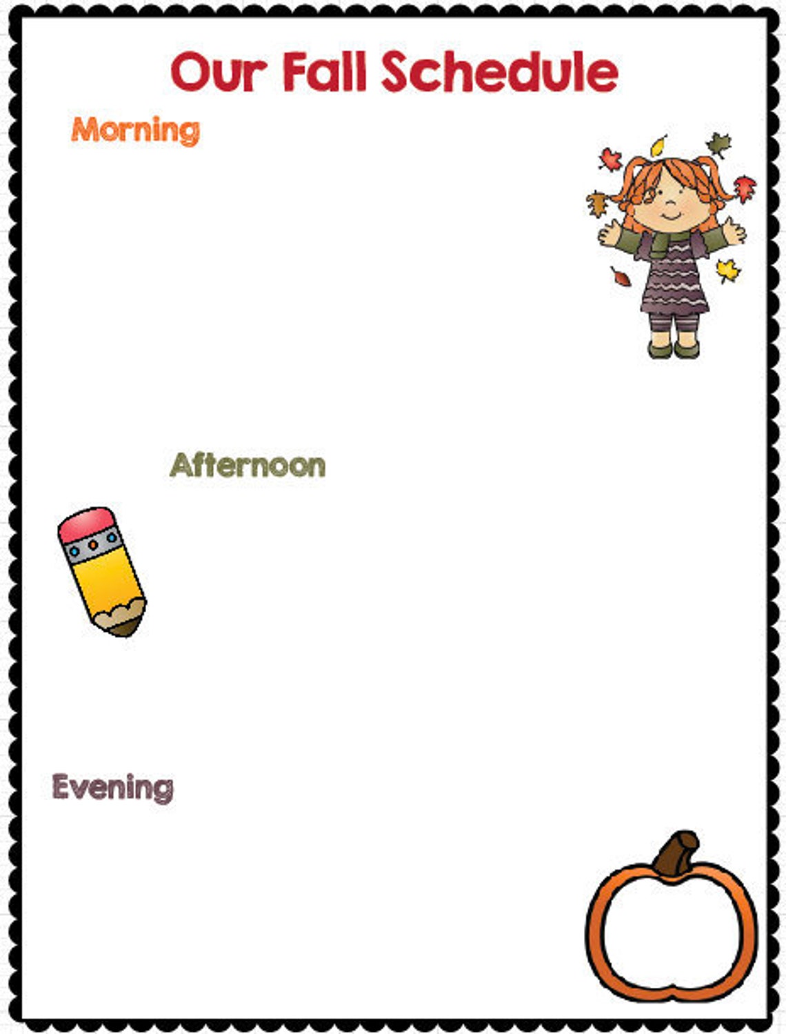 Instant Download-custom Editable-fall School Schedule for Kids! Daily ...