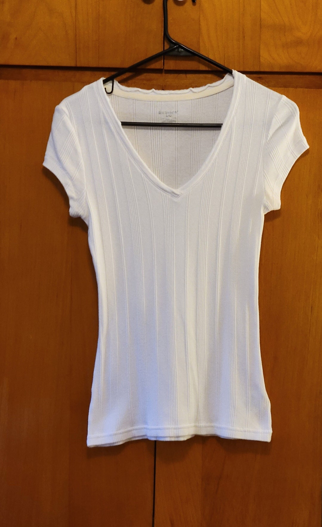Vintage Junior's White Deep Vee Tee Shirt - Etsy