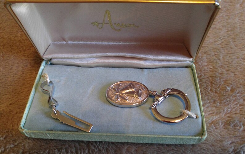 Vintage Anson Silvertone Wedding Key Chain - Etsy