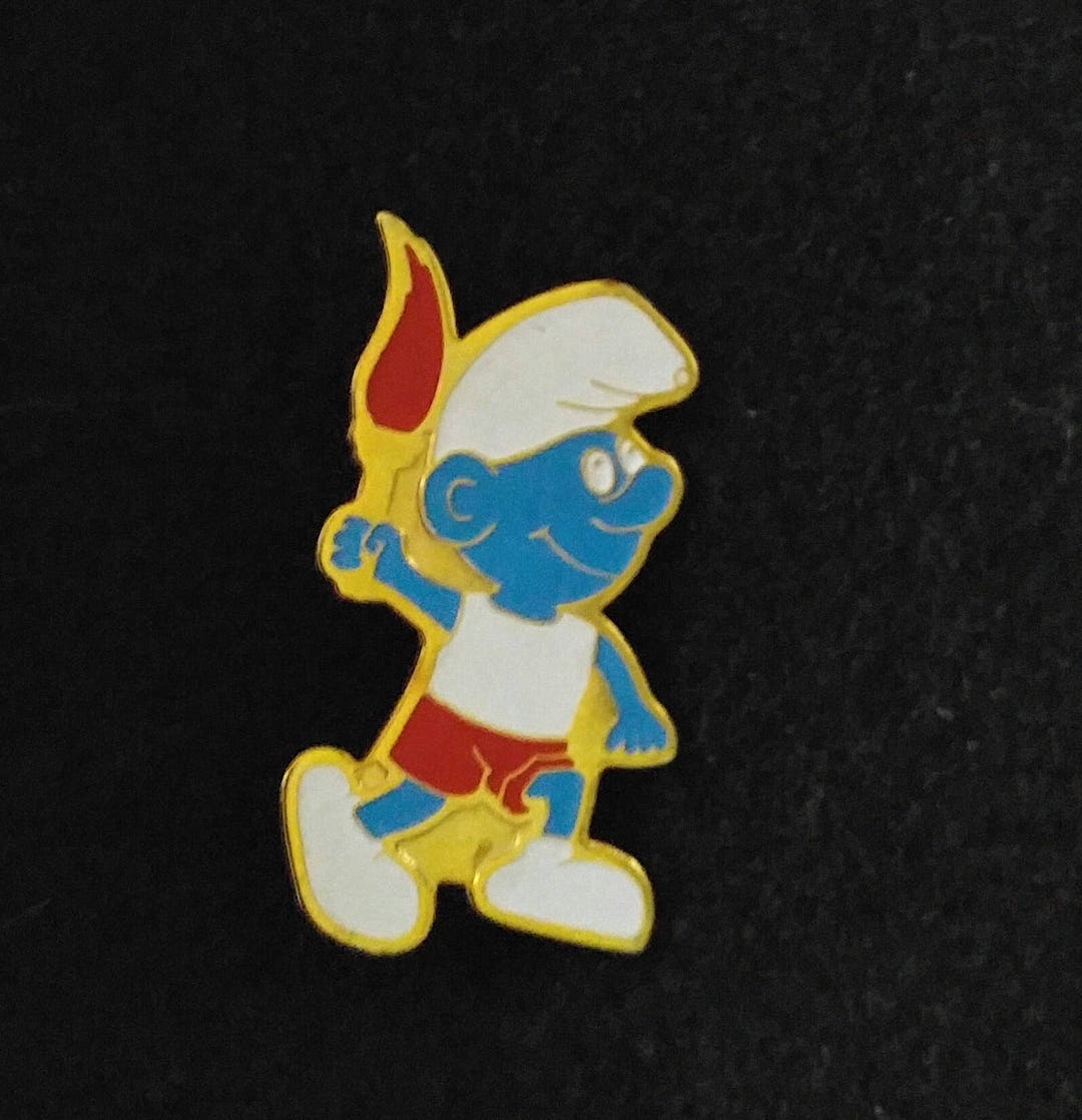 Vintage Smurf Olympic Pin With Case - Etsy