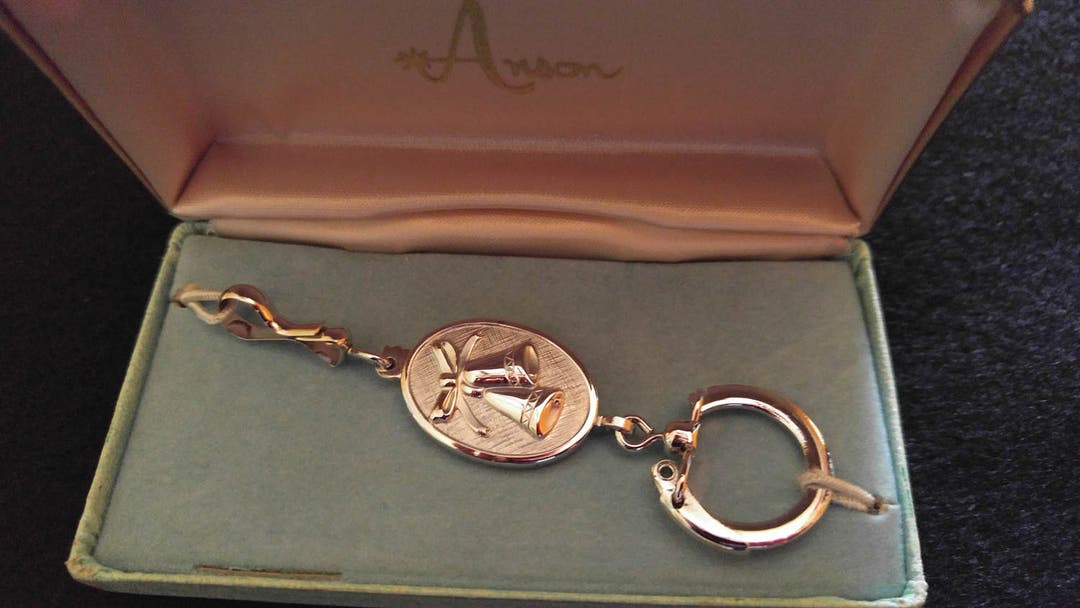 Vintage Anson Silvertone Wedding Key Chain - Etsy