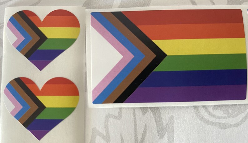 Inclusive Progress Pride Flag Pin Badge, Intersex, Rectangle & Heart ...