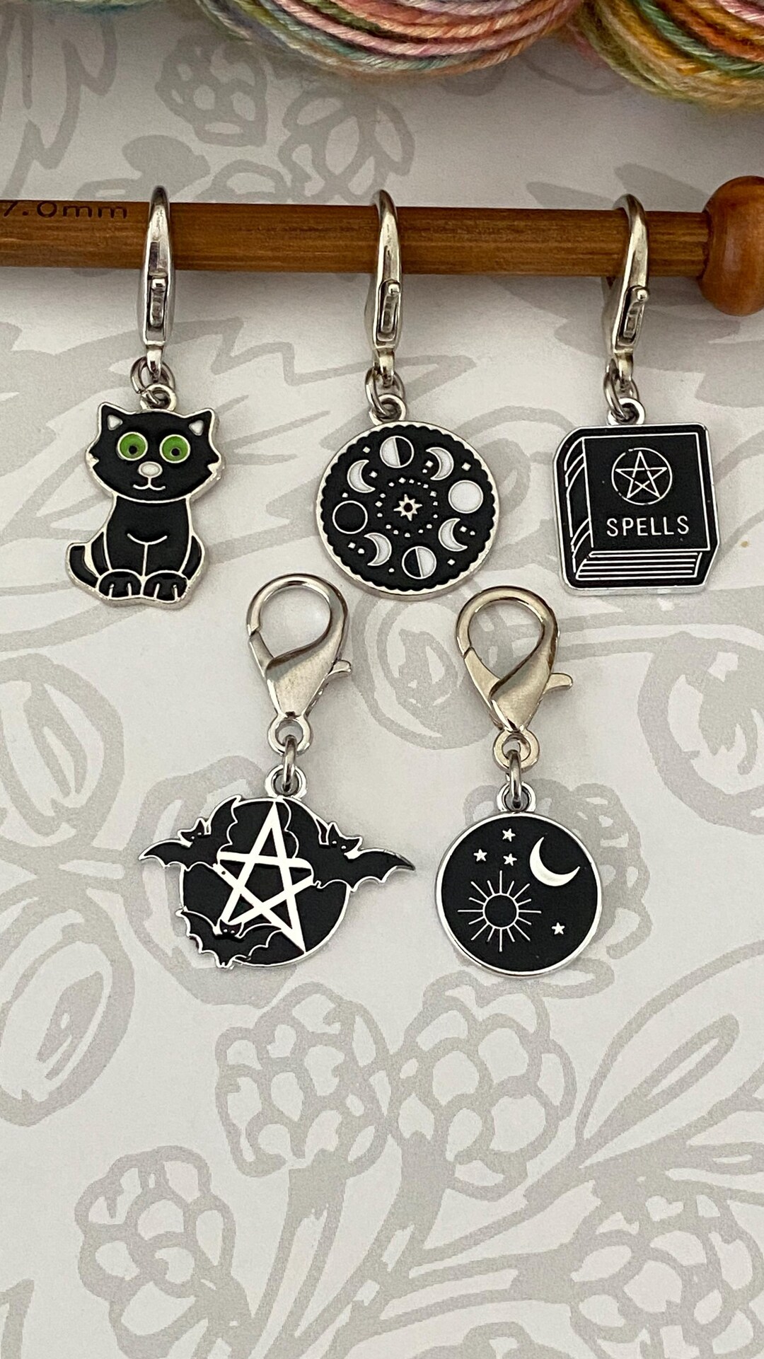 Wicca Witch Stitch Marker, Spell Book Markers for Crochet, Progress ...
