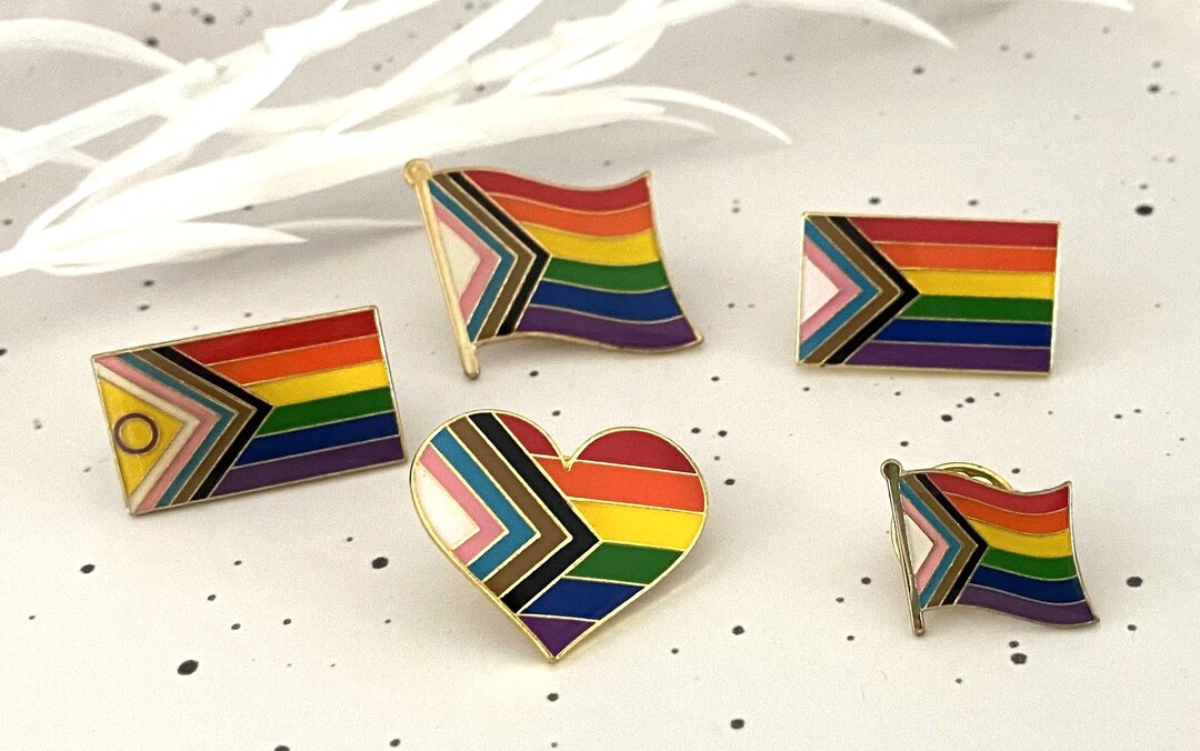 Progress Pride Flag Pin: Intersex Inclusive LGBTQIA+ Enamel Pin - Etsy UK