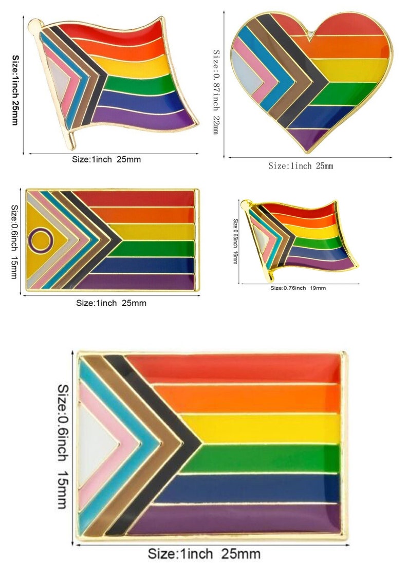 Inclusive Progress Pride Flag Pin Badge, Intersex, Rectangle & Heart ...