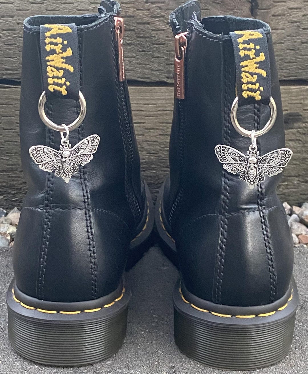 Silver Death Moth Charm: for Your Doc Marten Boots, Bag or Keys. (pair ...