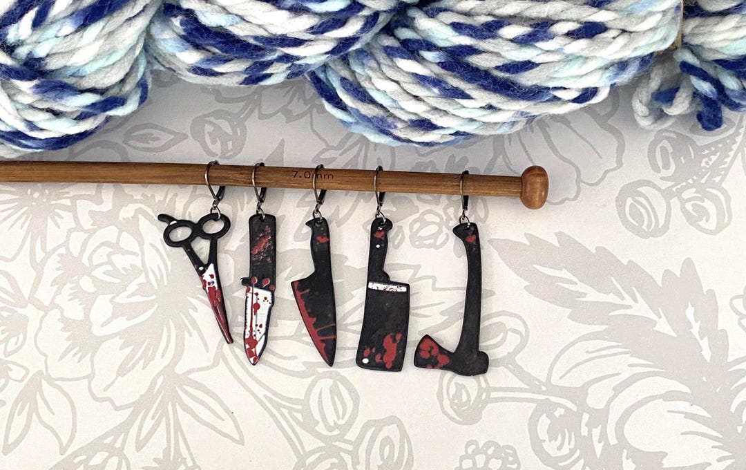 Fun Horror Movie Acrylic Bloody Knives, Stitch Markers for Crochet ...
