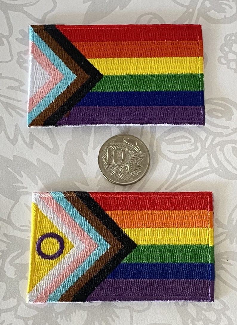 Inclusive Progress Pride Flag Pin Badge, Intersex, Rectangle & Heart ...