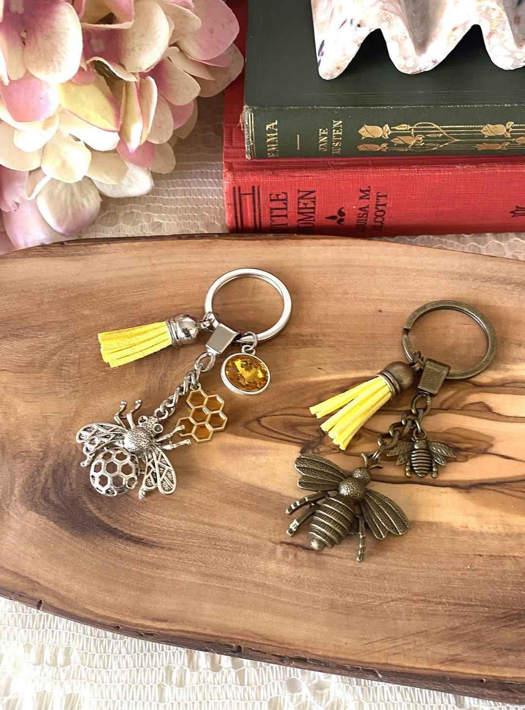 Bee Keyring, Keychain, Two Designs, Silver & Bronze Honey/bumble Bee - Etsy