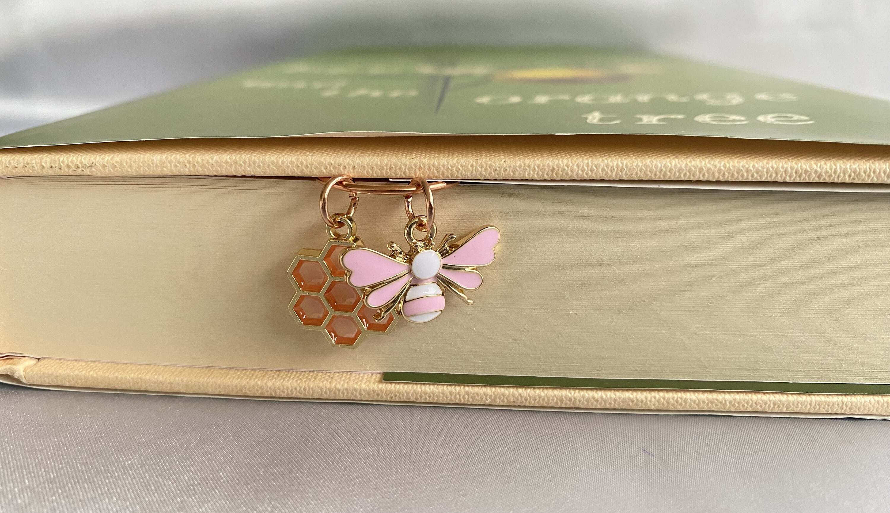 Pink Queen Bee & Honeycomb Charm, Journal Bookmark Paperclip, Rose Gold ...