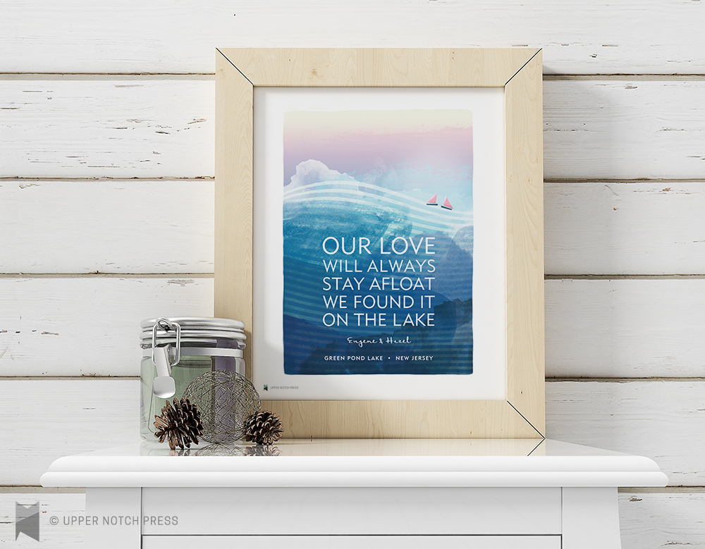 Customizable Lake Love Art Print / Personalized Lake Art / Wedding Gift ...