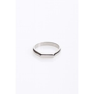 Minimalist Sterling Silver Rectangle Signet Ring: Unisex Geometric Band ...