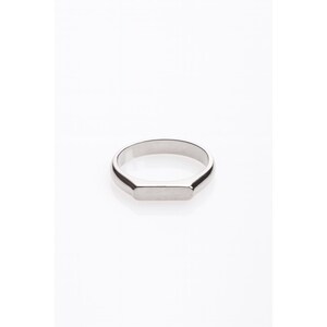 Minimalist Sterling Silver Rectangle Signet Ring: Unisex Geometric Band ...