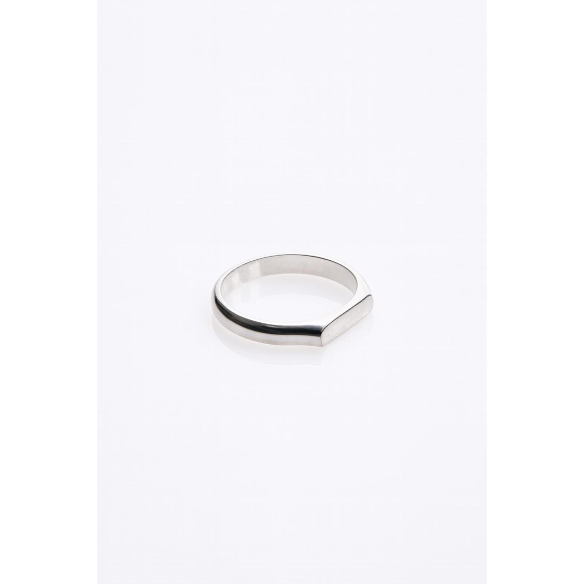 Minimalist Sterling Silver Rectangle Signet Ring: Unisex Geometric Band ...