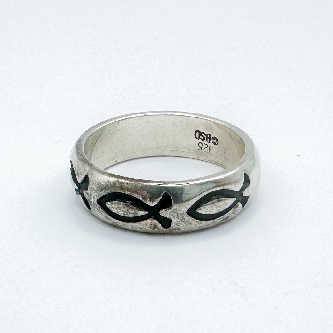 Vintage Bob Siemon Design Sterling Silver 3 Christian Fish Ring, Size 8 ...