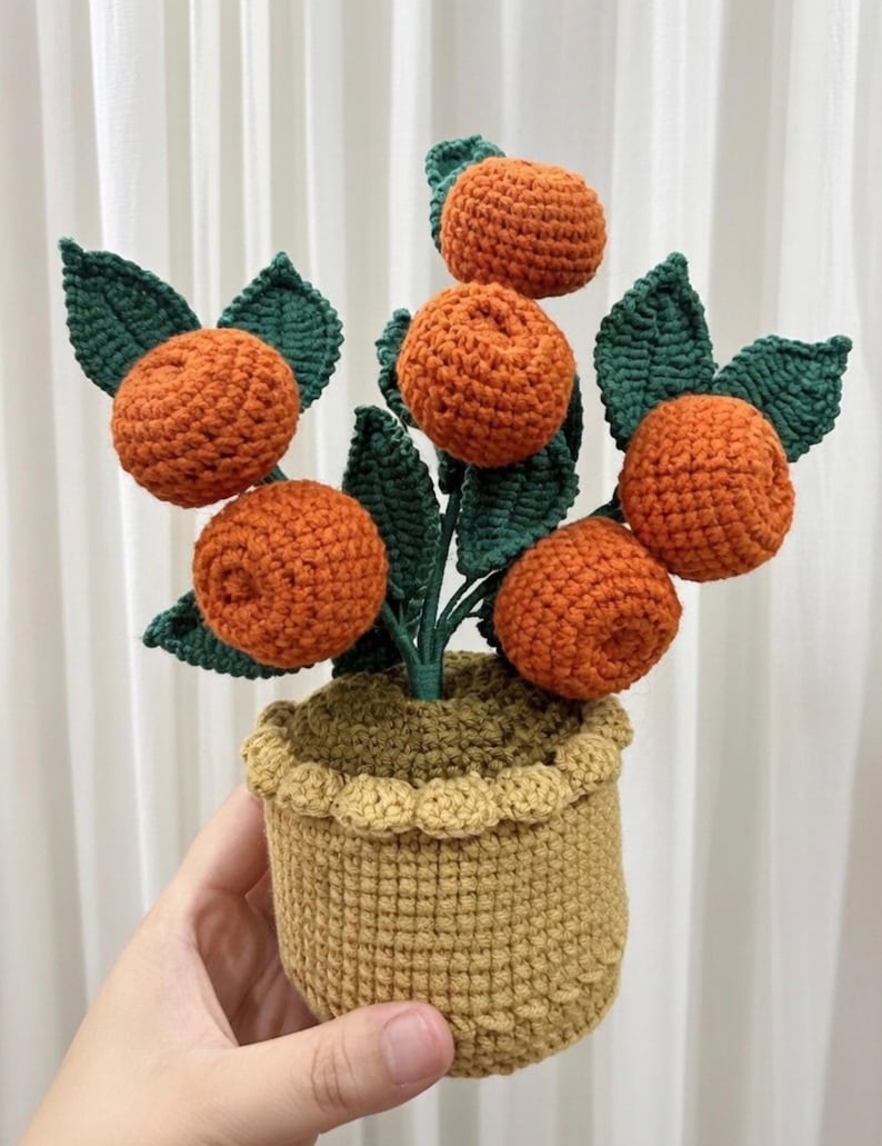 Crochet Orange Tree in Pot - Handmade Amigurumi Citrus Plant Decor - Etsy