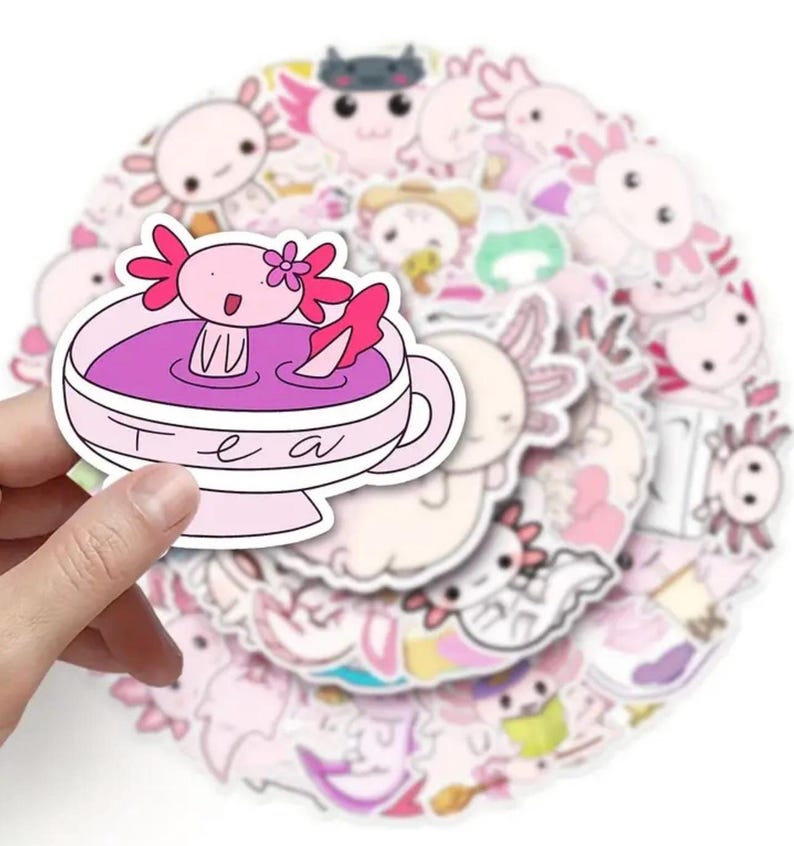 Axolotl Sticker 15pc Set Cute Scrapbook Laptop Waterbottle Binder Phone ...