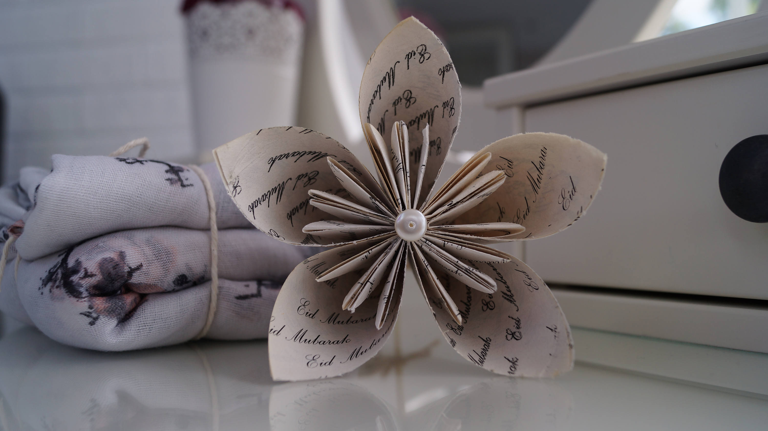 Eid Mubarak Book Paper Origami Flower & Chocolate/ Scarf Gift Box - Etsy
