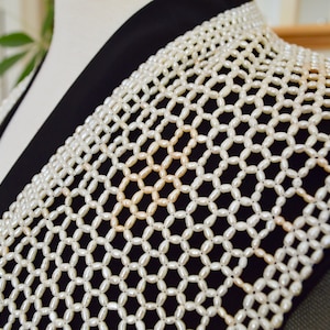 Hand Made Freshwater Pearl Vest Peach and Creamy White Rice Shape Pearl ...