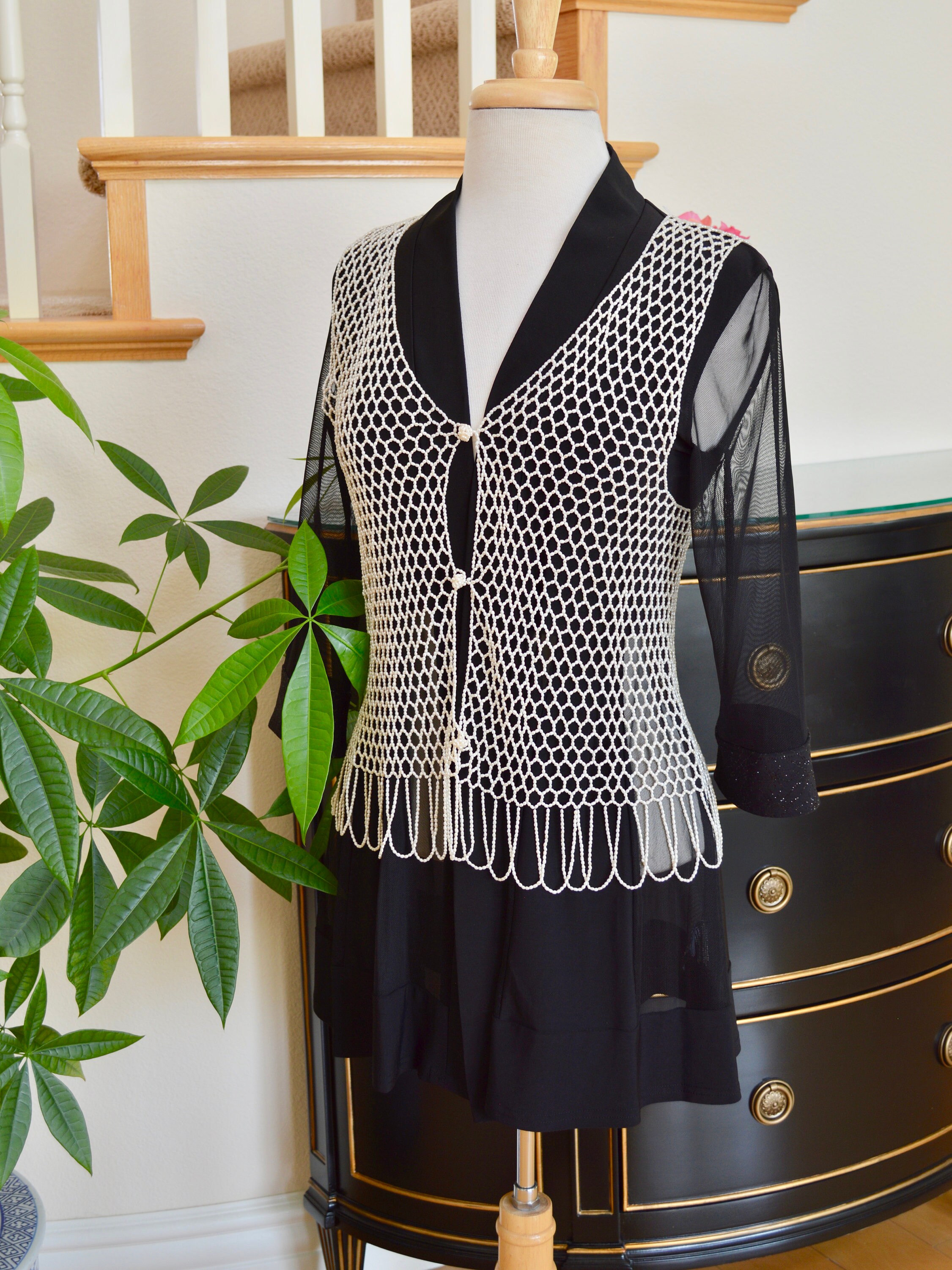 Hand Made Freshwater Pearl Vest Creamy White Rice Shape Pearl Vest ...