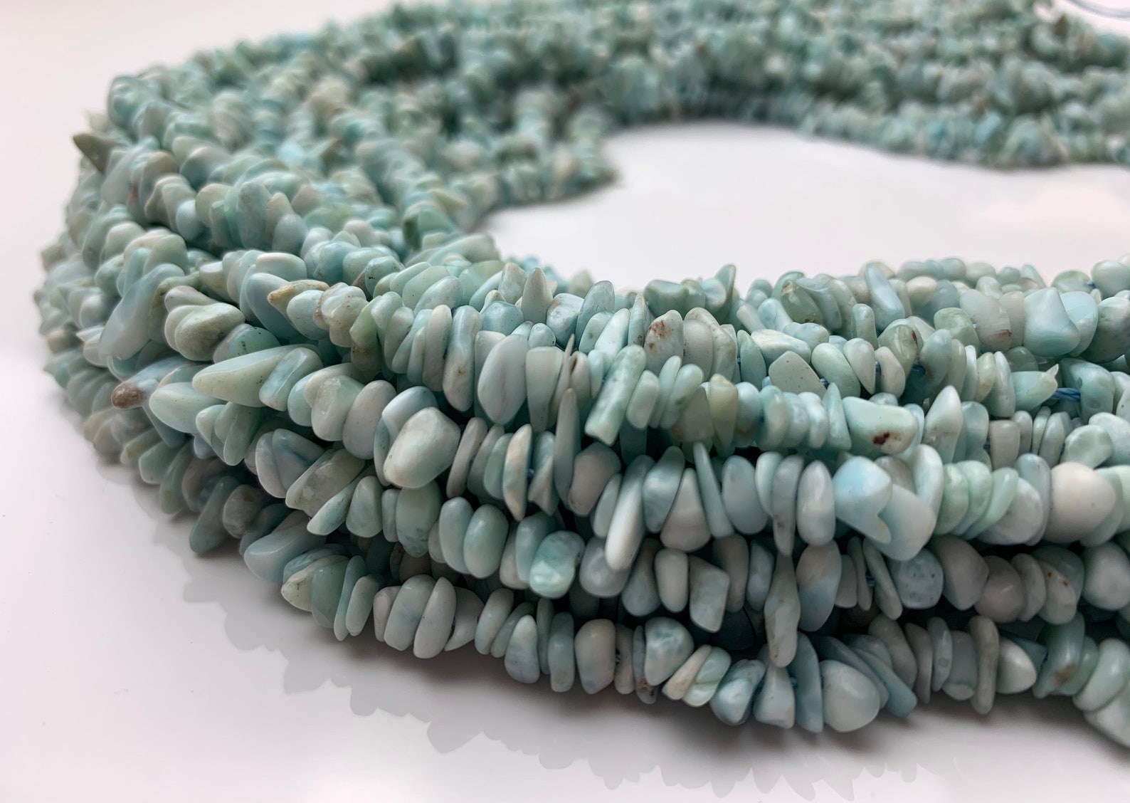 WHOLESALE 6-7 Mm Natural Color Larimar Gemstone Beads Irregular Chips ...