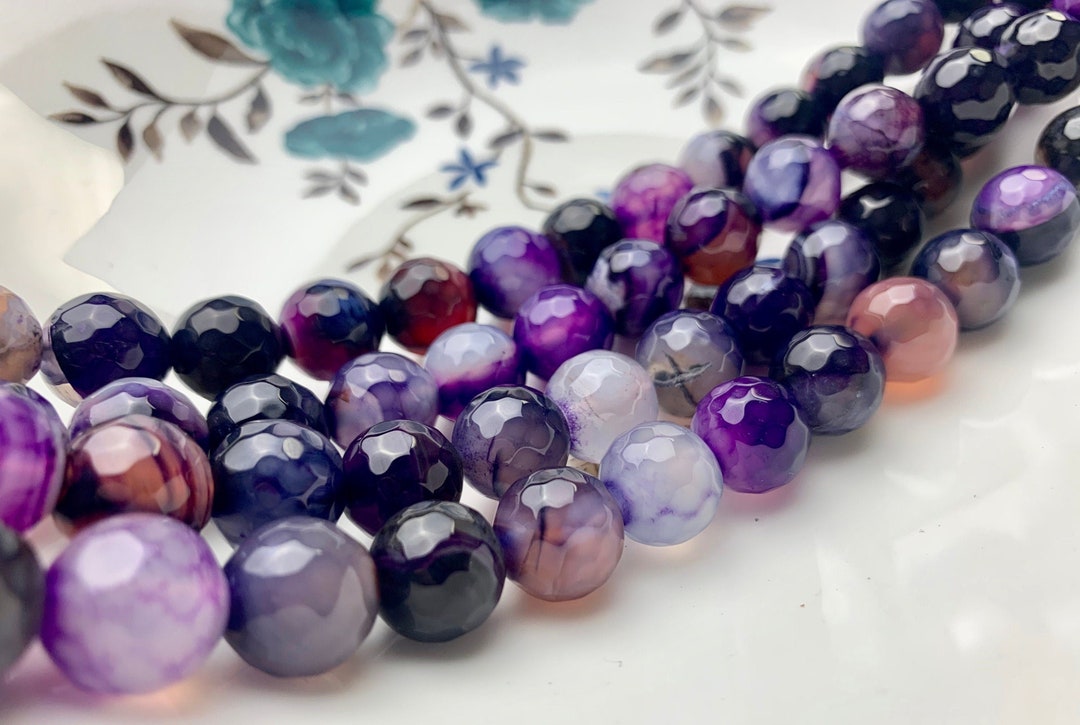 BEST DEAL 12mm 14mm Faceted Round Fire Agate Gemstone Bead Heat Treated ...