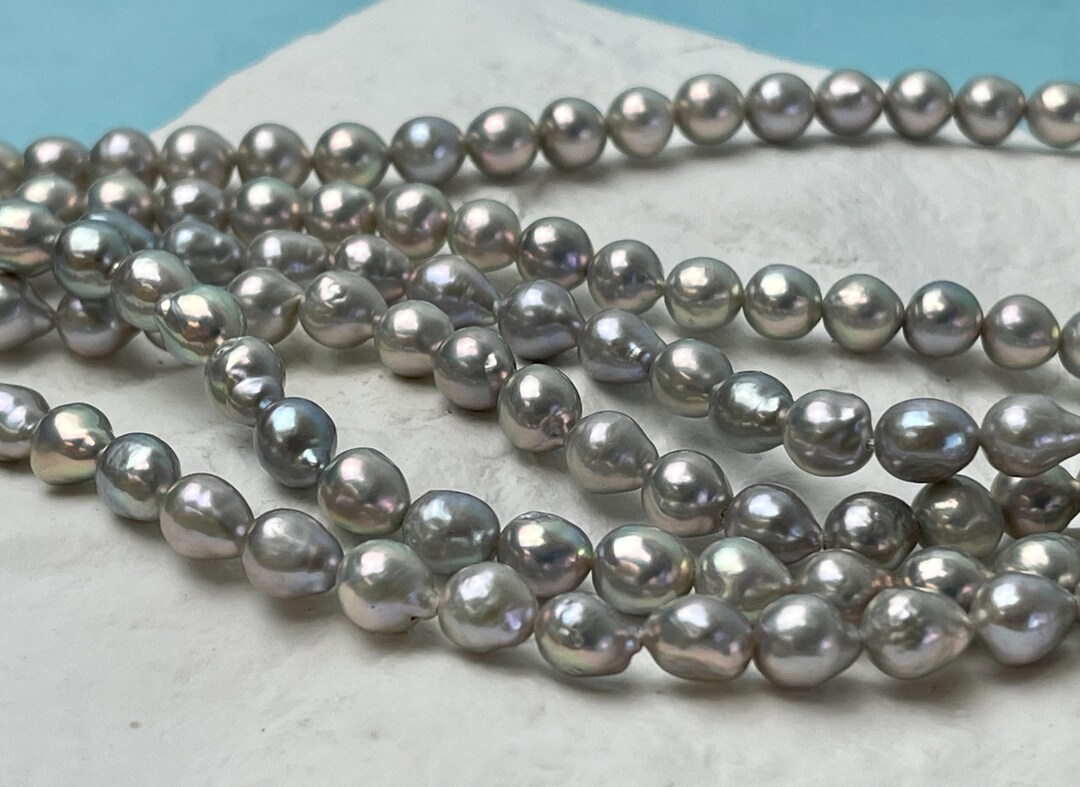 6-6.5x7-8 Mm AAA Gray Color W/gold Sheen High Luster Baroque Freshwater ...