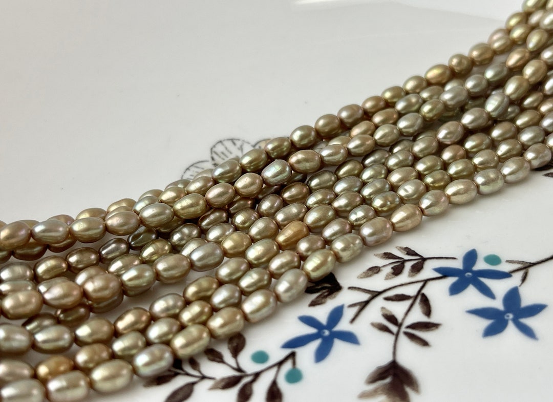 3.5x5 Mm AAA Tiny Taupe Champagne With Gold Sheen Rice/oval Freshwater ...