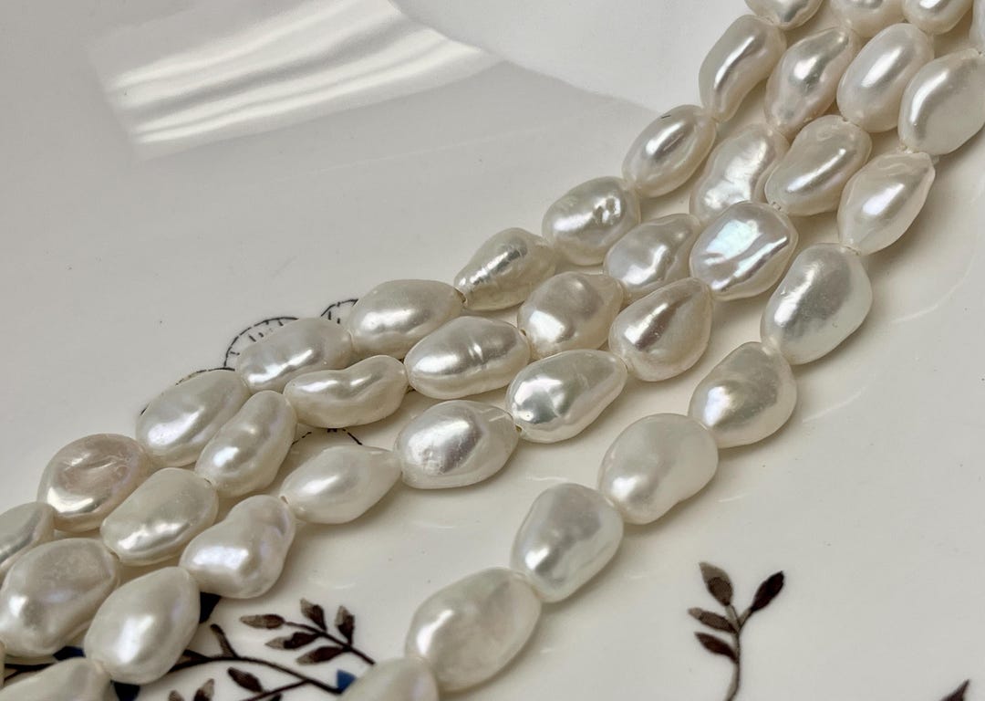 8-9x10-13 Mm AAAA Half Strand Large Hole Natural White Keshi Freshwater ...