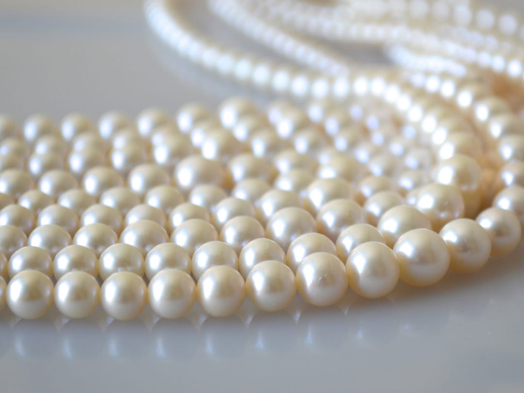4-9mm AAA Natural White Perfect Round Freshwater Graduated Pearls High ...