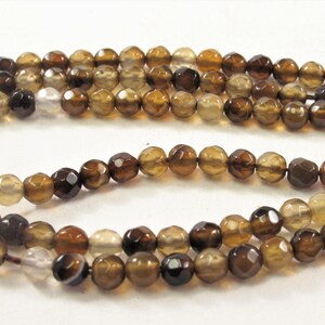 WHOLESALE 3mm 4mm Faceted Round Coffee Brown Agate Gemstone Beads ...