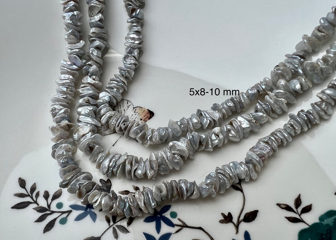 5x8-10 Mm Very Rare Natural White Keshi Freshwater Pearl Beads Center ...