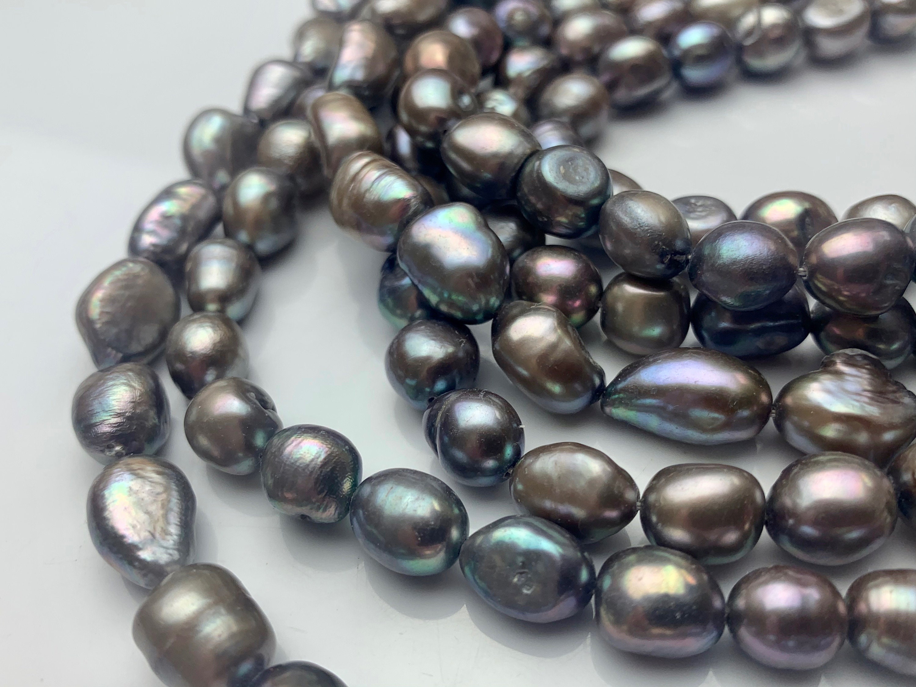 8-9x9-11 Mm Abalone Gray Color Rice Nugget Freshwater Pearl - Etsy