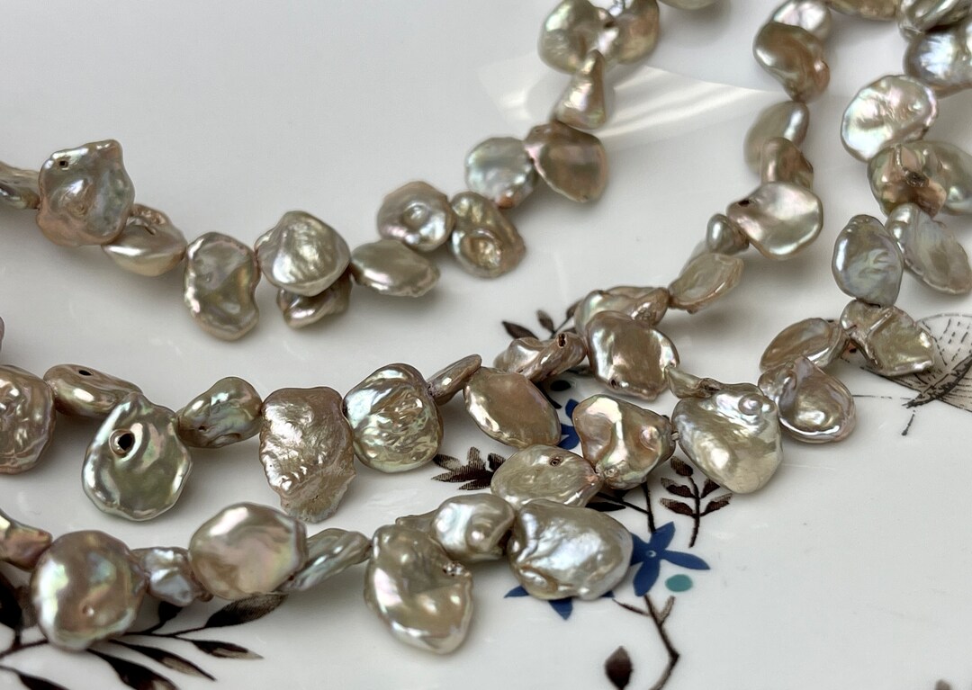 10-12 Mm Rare Grayish Champagne Color Top Drilled Keshi Pearl Genuine ...